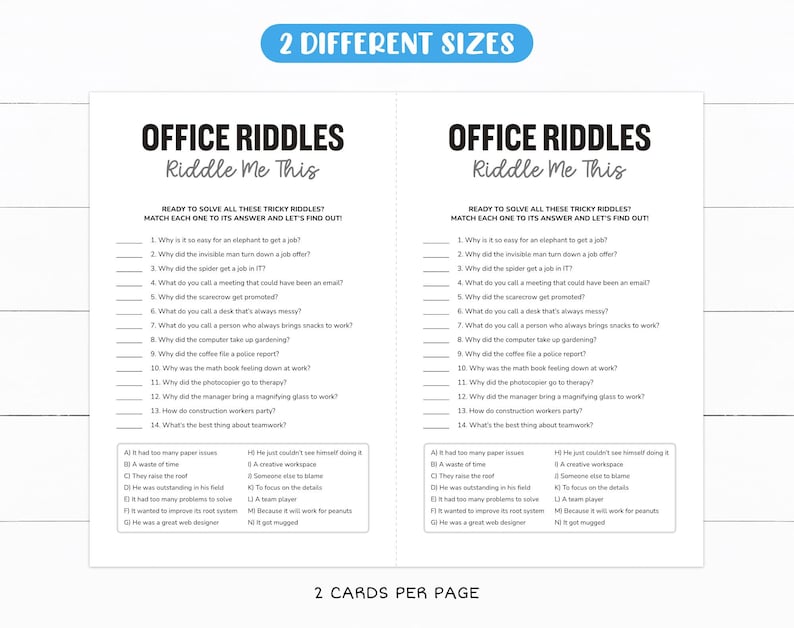 Office Riddles, Riddle Me This Office Games, Easy Work Riddles and ...