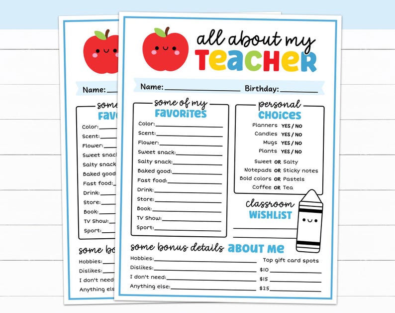 Teacher Favorite Things List, Get to Know Teacher Favorites, Meet the ...