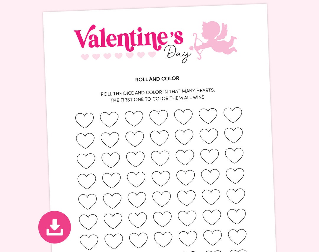 Valentines Day Roll and Color, Printable Valentine's Classroom ...