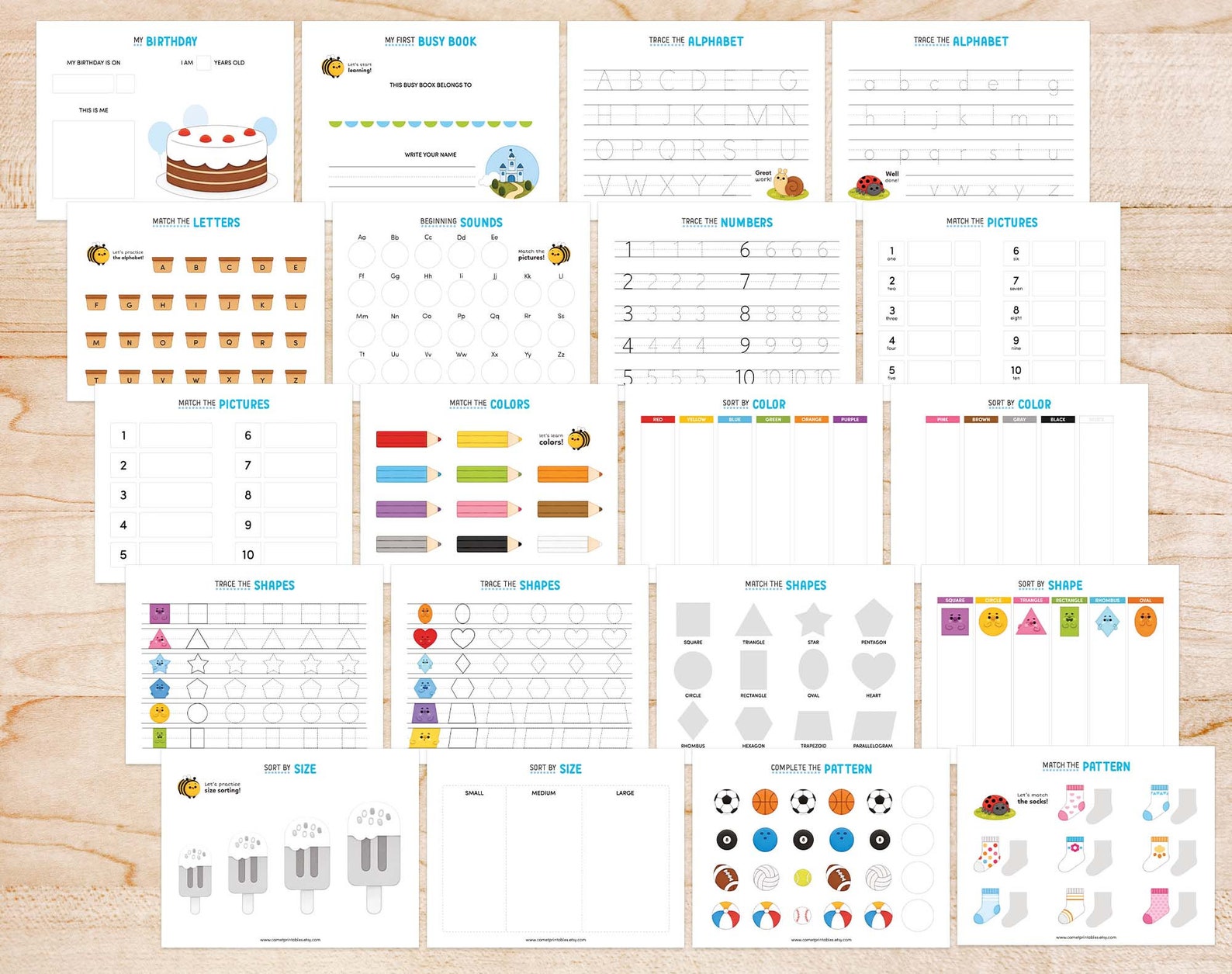 Pre-k Toddler Busy Book With Alphabet Learning Chart, Matching Colors ...