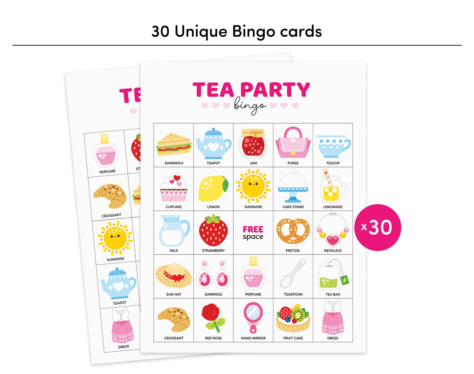 Tea Party Bingo Cards, Afternoon Teatime Bingo Game Template, Spring ...