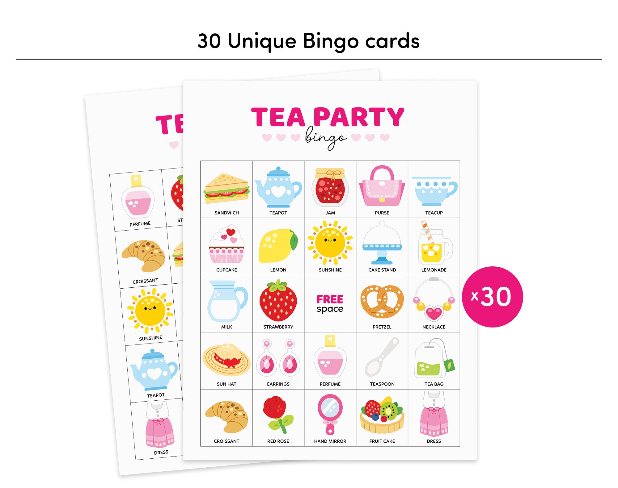 Tea Party Bingo Cards, Afternoon Teatime Bingo Game Template, Spring ...