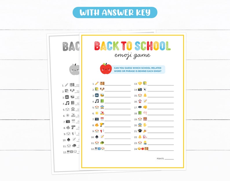 Back to School Emoji Pictonary, School Emoji Quiz, Guess the Emoji Game ...