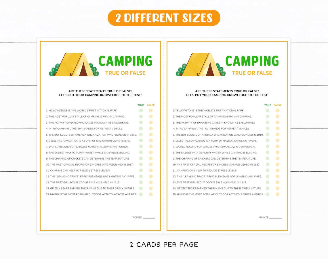 Camping Trivia Game, Camping Quiz Games, Camp Printables, Wildlife ...
