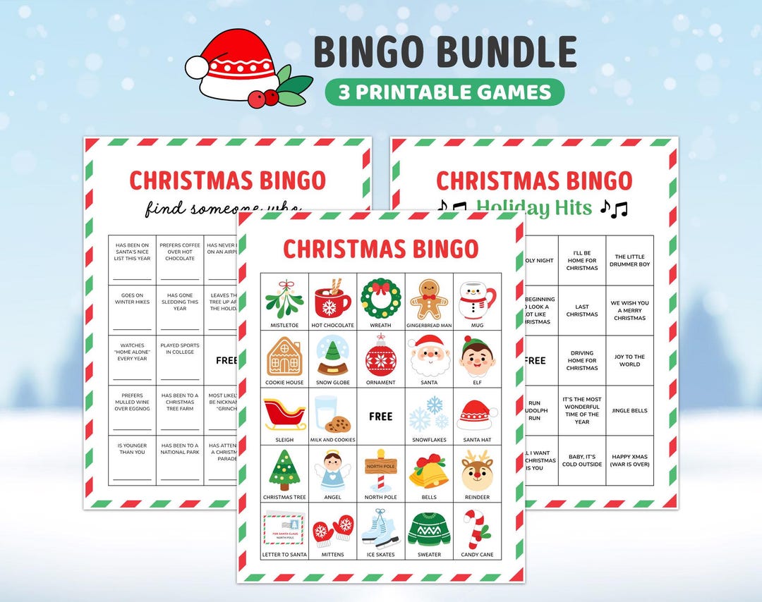 Christmas Bingo Bundle, Christmas Bingo Game, Funny Holiday Human Bingo ...