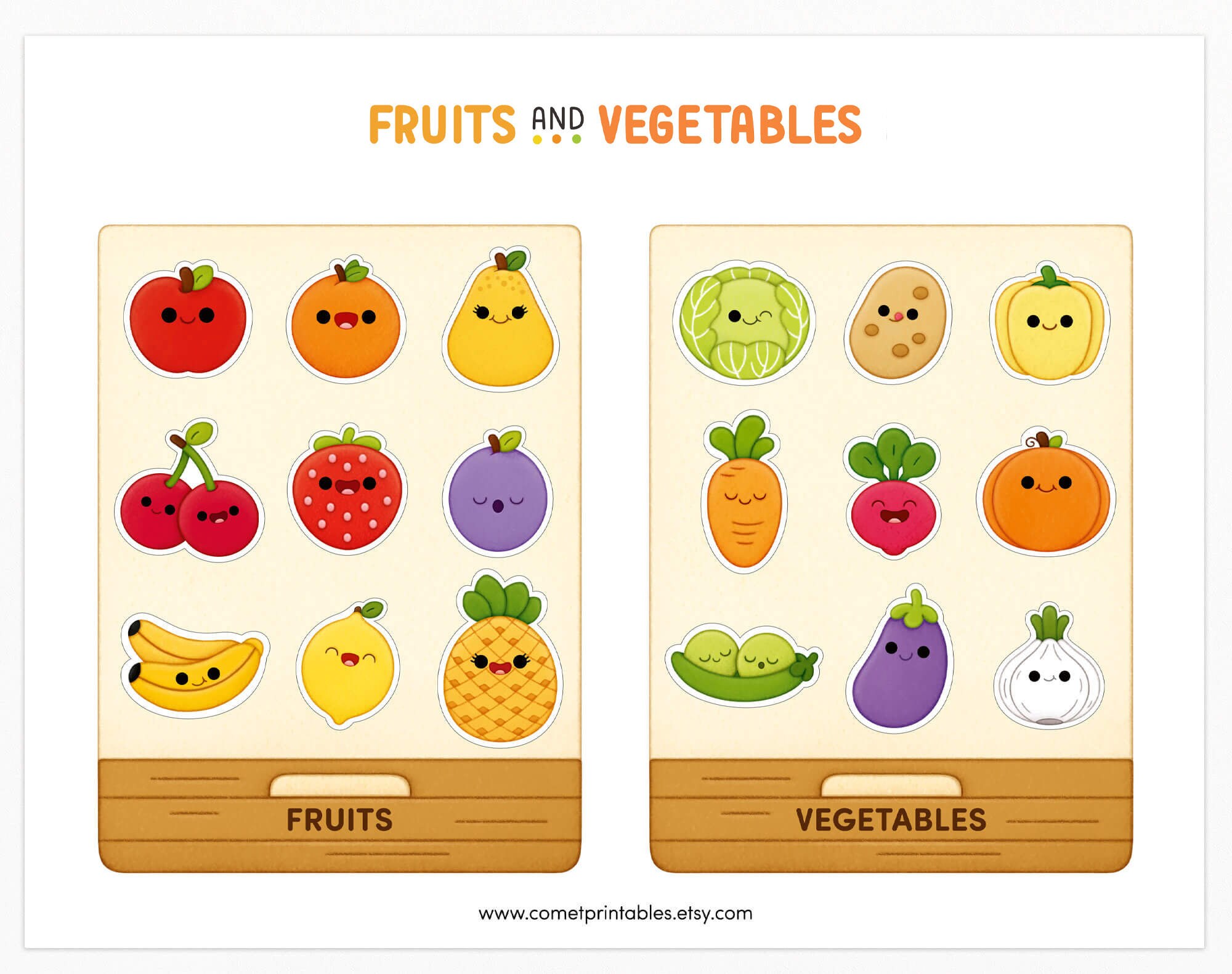 Fruits and Veggies Sorting, Matching Preschool Activities, Kindergarten ...