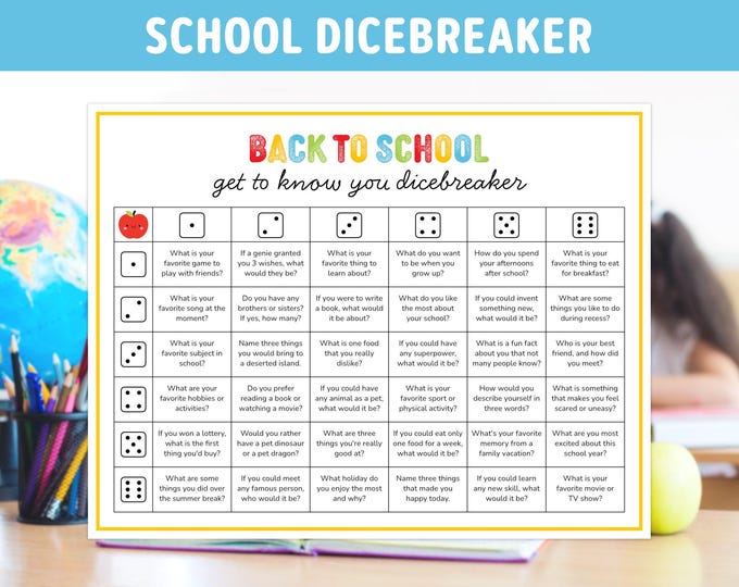 Dicebreaker Roll and Tell Game, Back to School, Icebreaker Activity for ...