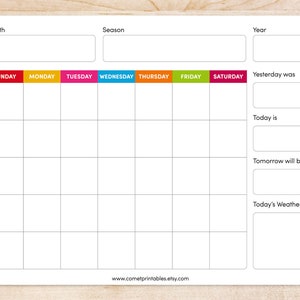 Perpetual Kids Calendar Homeschool Wall Calendar Morning - Etsy