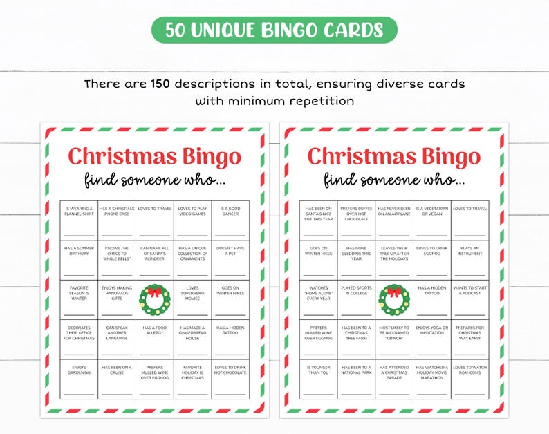 Get to Know You Christmas Bingo, Find the Guest Bingo, Holiday Human ...
