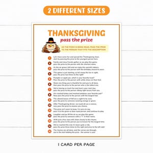 Thanksgiving Pass the Prize Game, Pass the Prize Thanksgiving Game ...
