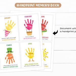 Handprint Memory Book, Printable Monthly Handprint Craft, 12 Months ...