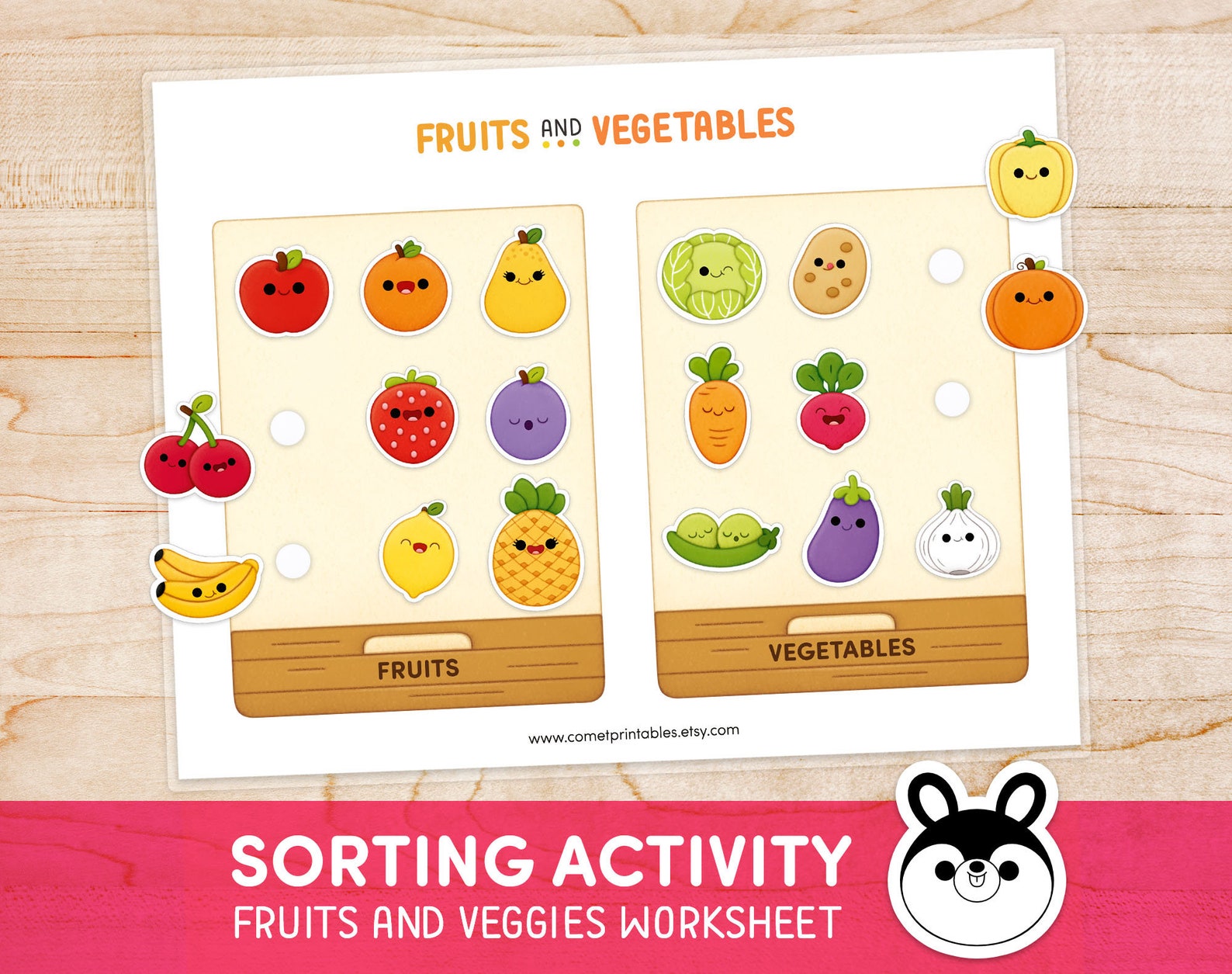 Fruits and Veggies Sorting, Matching Preschool Activities, Kindergarten ...