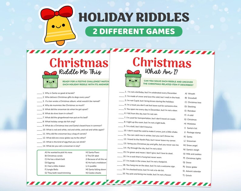 Christmas Riddles Game, Holiday Riddles and Jokes, Riddle Me This ...