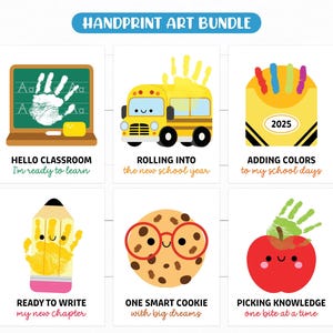 Back to School Handprint Art Bundle, First Day of School Handprint ...