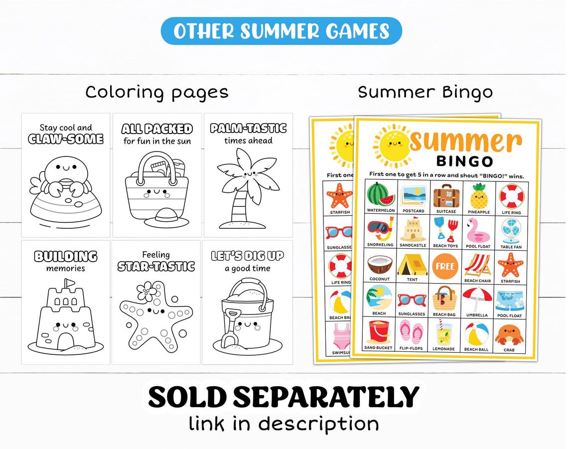 Summer Activity Book for Kids, Summer Activity Sheets, Summer Activity ...
