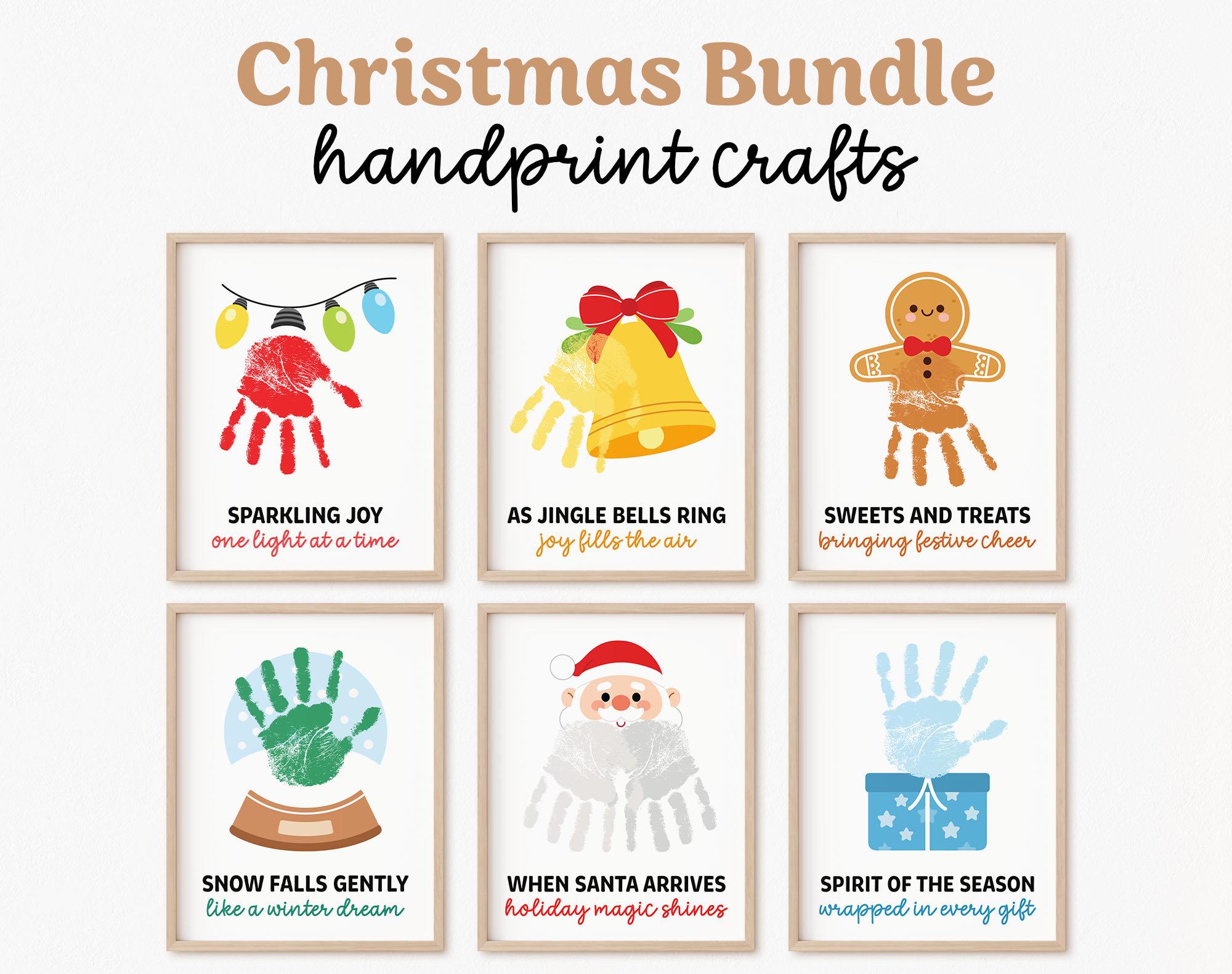 Christmas Handprint Footprint Art Bundle, Christmas Handprint Art, Baby ...