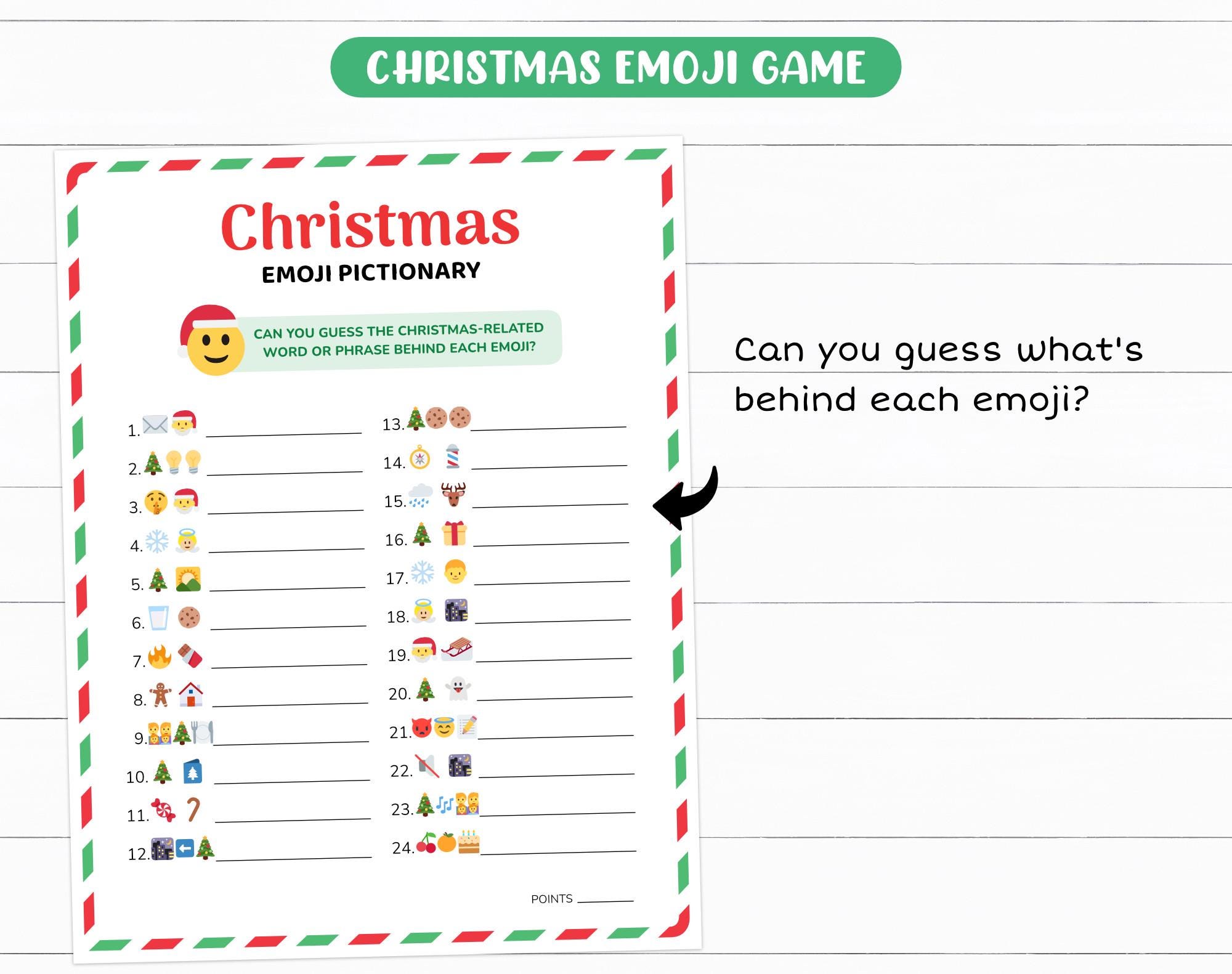 Christmas Emoji Pictionary Game, Christmas Emoji Quiz, Printable Guess ...
