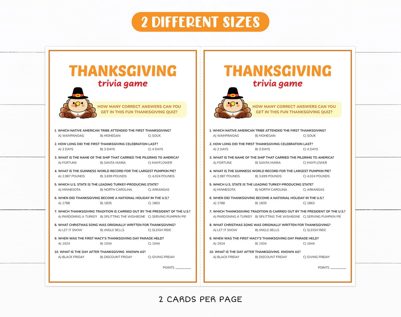 Thanksgiving Trivia Game, Thanksgiving Trivia Questions, Printable ...