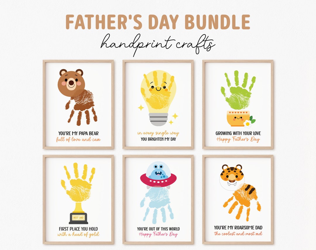 Fathers Day Handprint Bundle, DIY Printable Father's Day Crafts Bundle ...