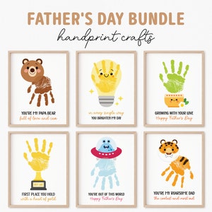 Fathers Day Handprint Bundle, DIY Printable Father's Day Crafts Bundle ...