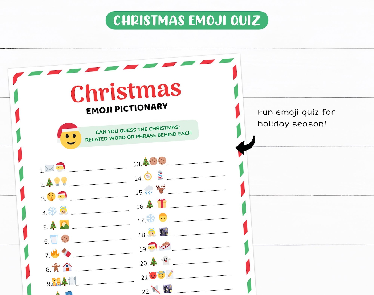 Christmas Emoji Pictionary Game, Christmas Emoji Quiz, Printable Guess ...