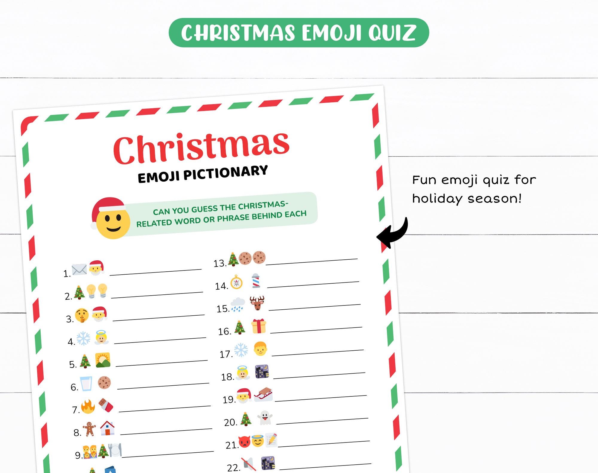 Christmas Emoji Pictionary Game, Christmas Emoji Quiz, Printable Guess ...