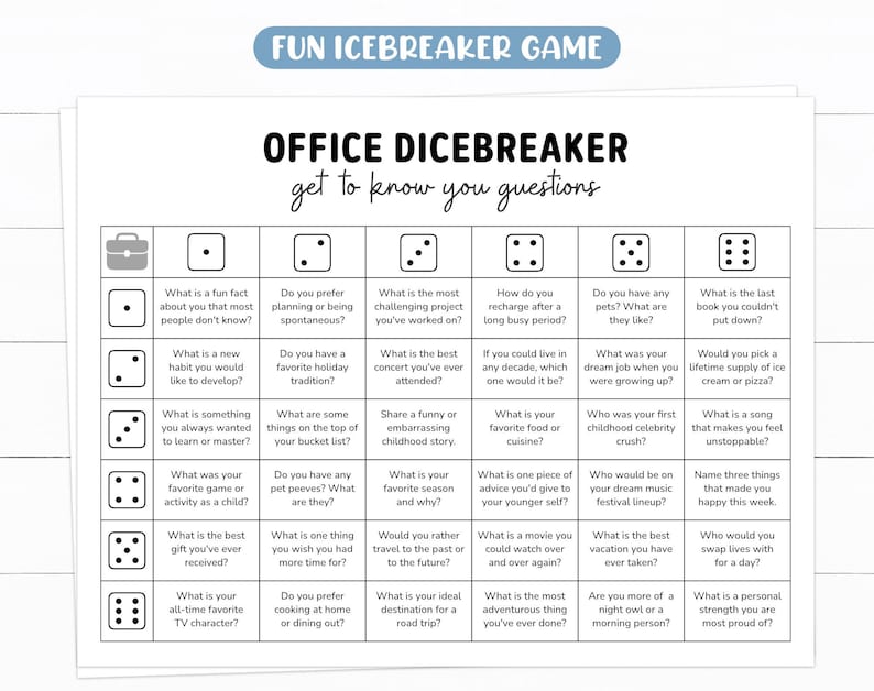 Dicebreaker Office Party Games, Work Icebreaker, Team Building Roll and ...