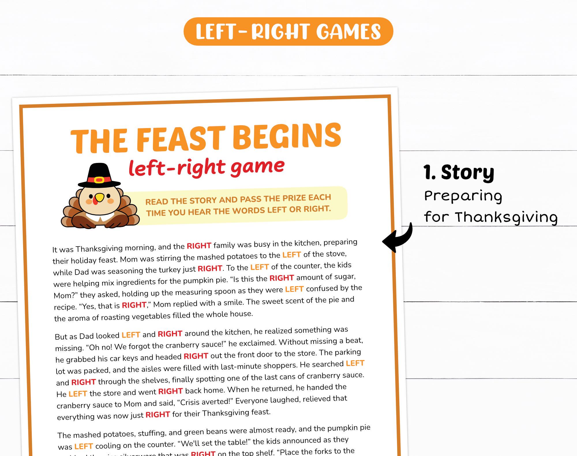 Left Right Thanksgiving Game, Thanksgiving Left Right Game, Left Right ...