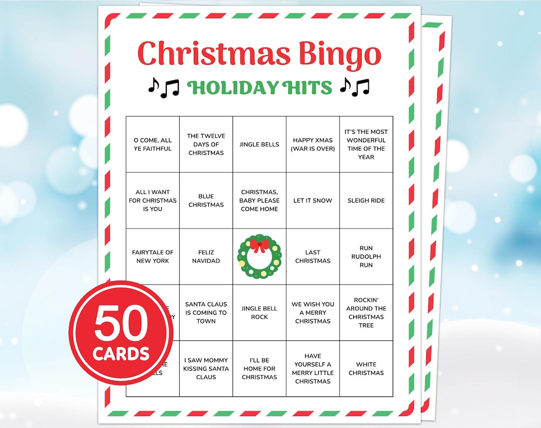 Christmas Songs Bingo, Christmas Music Bingo, Christmas Bingo Printable ...