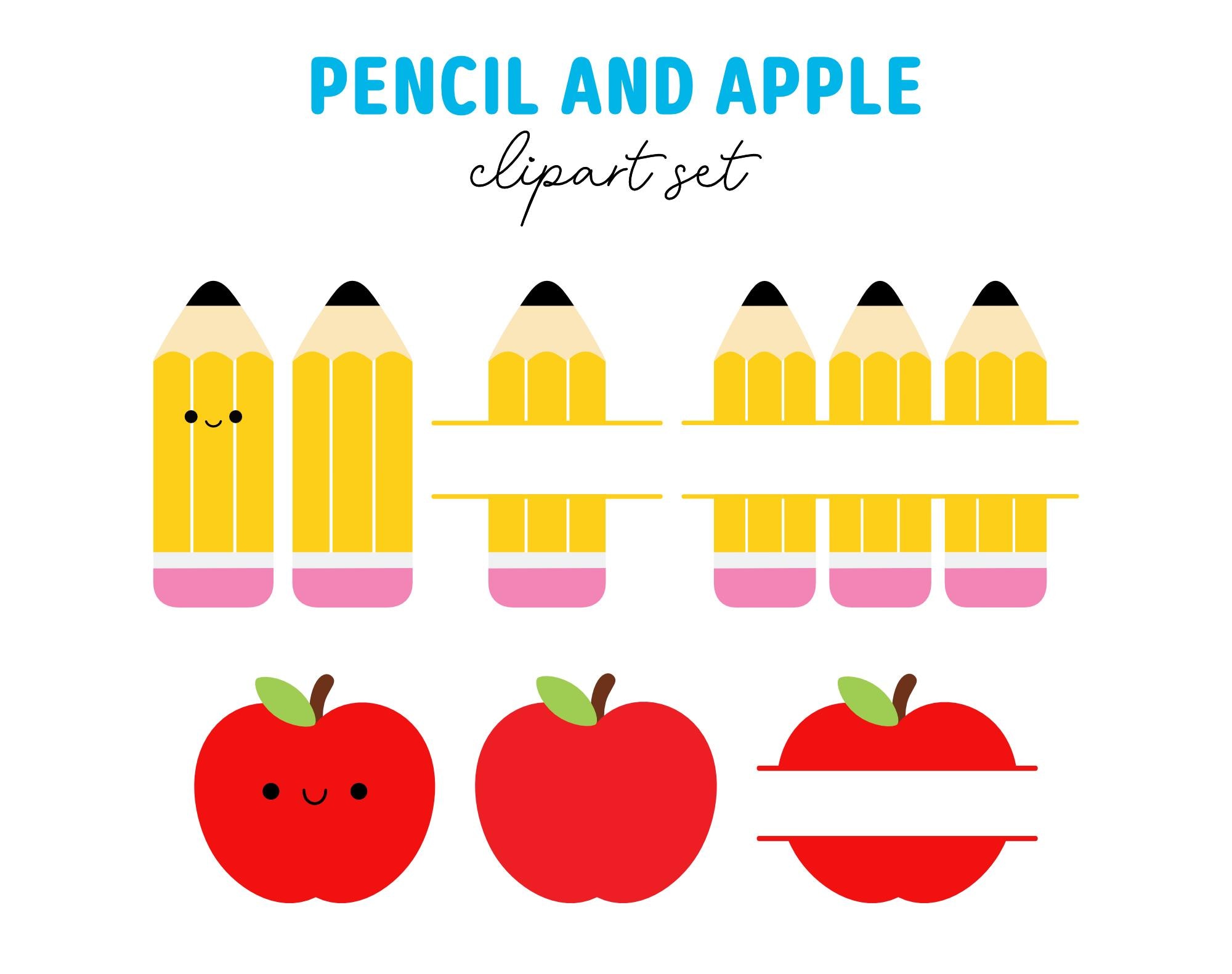 Teacher PNG Clipart, Cute Apple and Pencil Clipart, Back to School ...