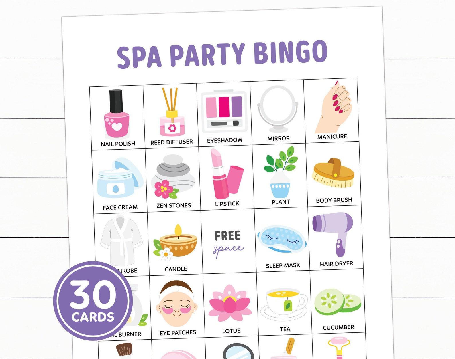 Spa Bingo, Spa Birthday Party Bingo for Kids, Pamper Spa Day, Sleepover ...