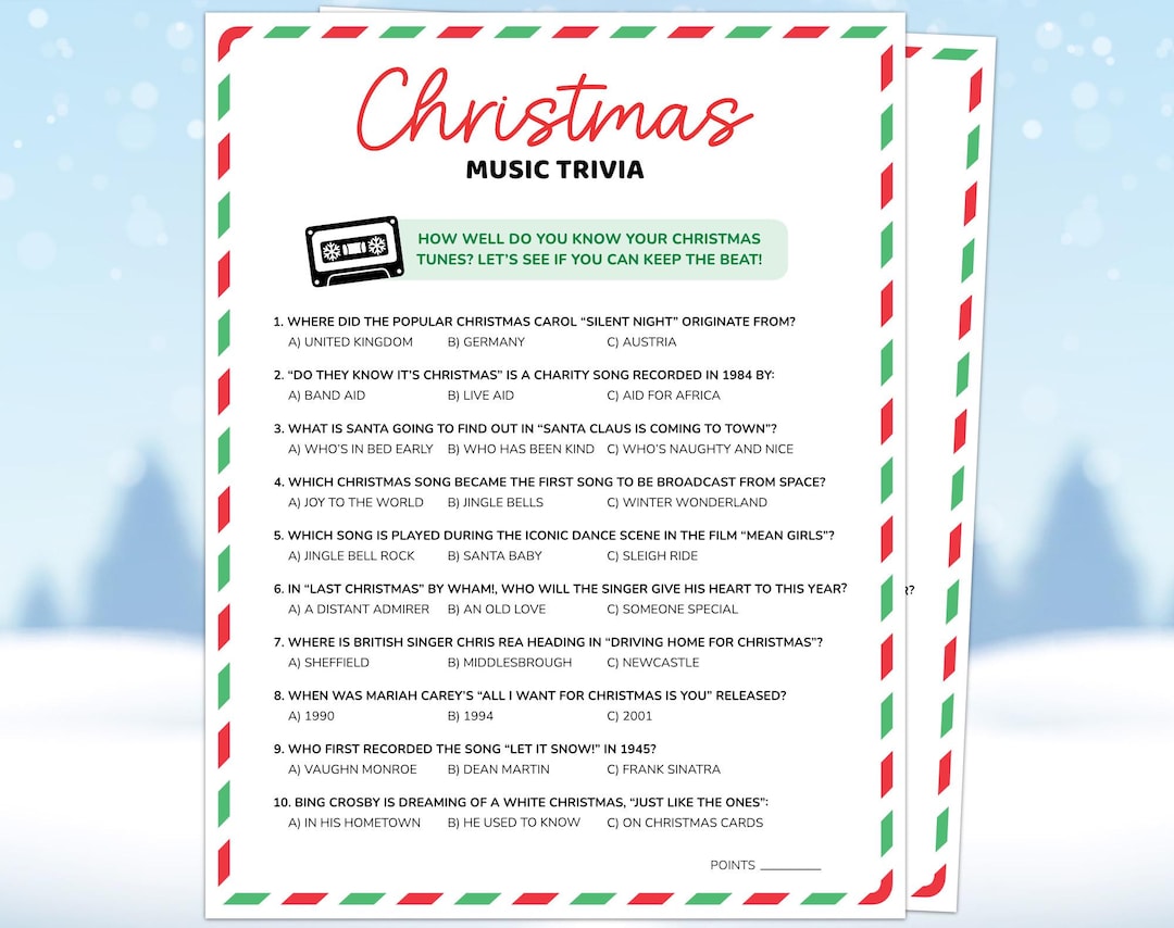 Christmas Music Trivia Game, Christmas Songs Trivia, Christmas Trivia ...