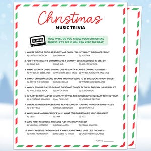 Christmas Music Trivia Game, Christmas Songs Trivia, Christmas Trivia ...