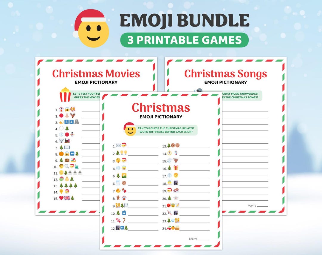 Christmas Emoji Pictionary Game, Christmas Emoji Quiz, Printable Guess ...