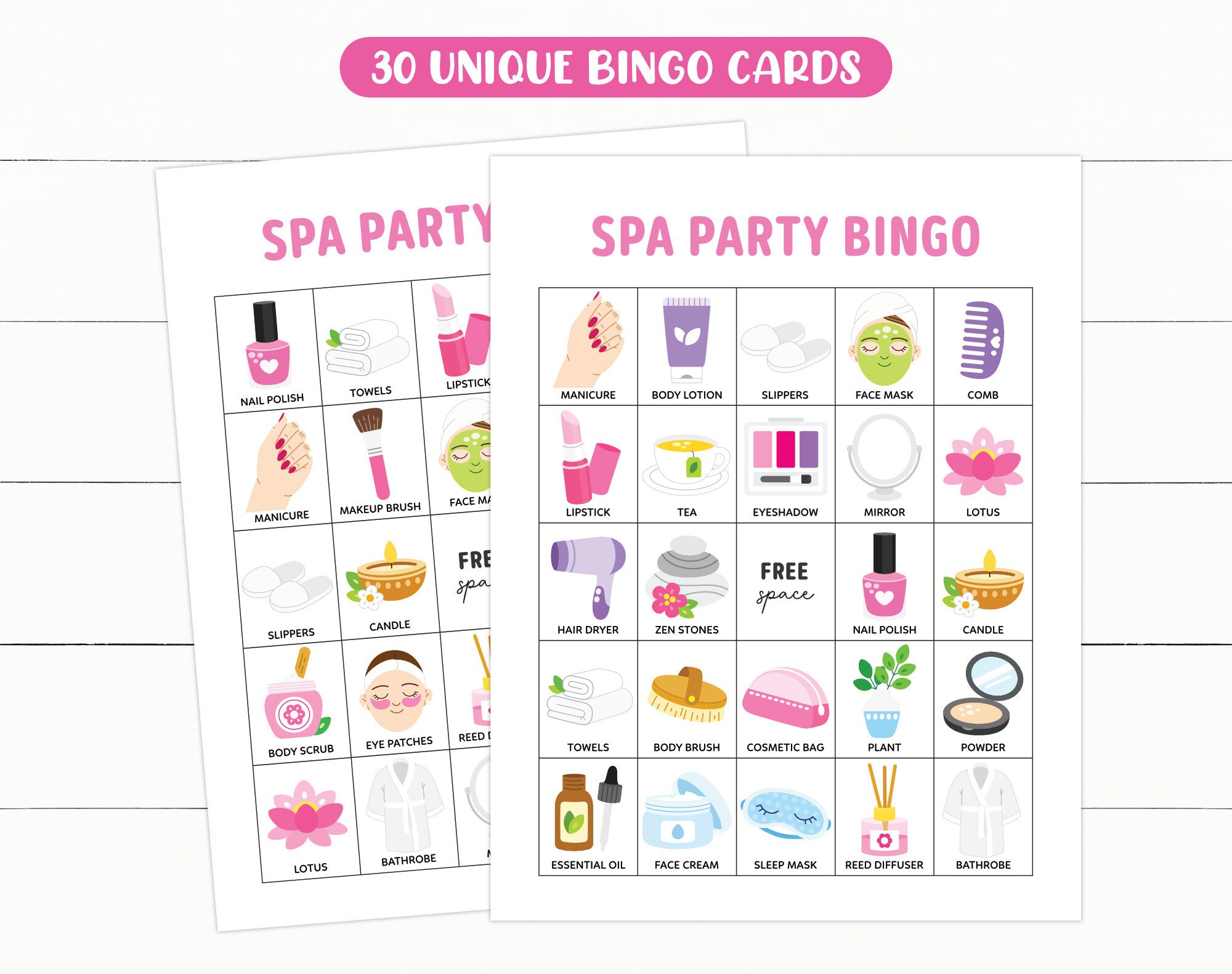 Spa Bingo Cards, Pamper Spa Day Bingo, Spa Party Games With Friends ...