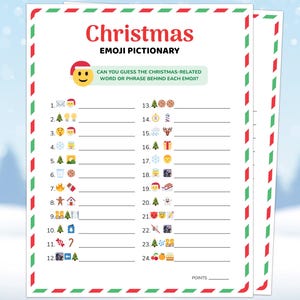 Christmas Emoji Pictionary Game, Christmas Emoji Quiz, Printable Guess ...