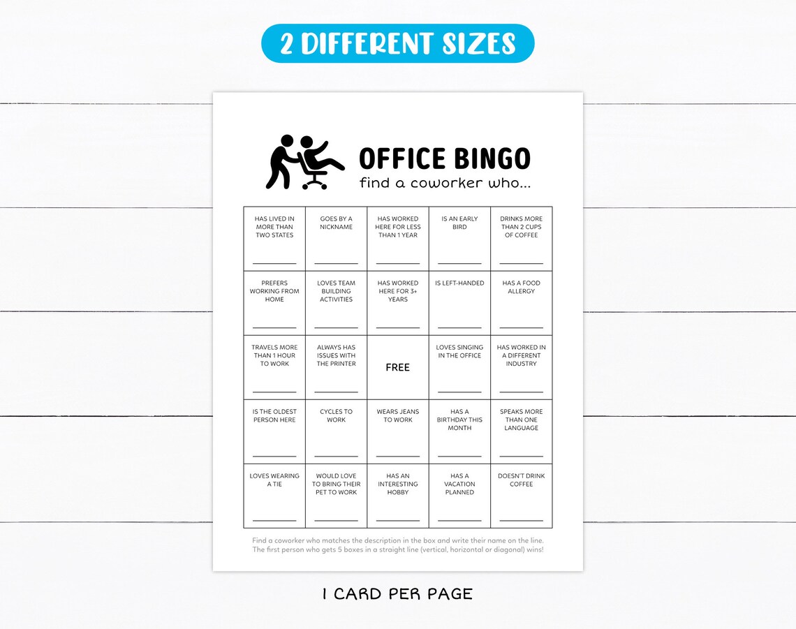 Networking Bingo, Find Someone Who Coworker Bingo, Office Team Building ...