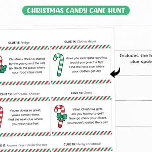 Candy Cane Hunt Clues, Candy Cane Scavenger Hunt, Candy Cane Treasure ...