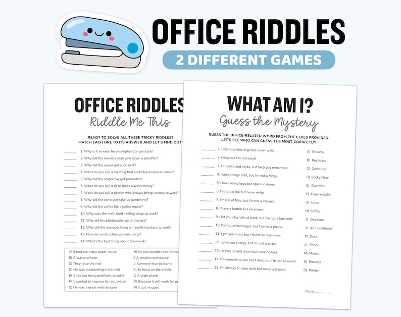 Office Riddles, Riddle Me This Office Games, Easy Work Riddles and ...