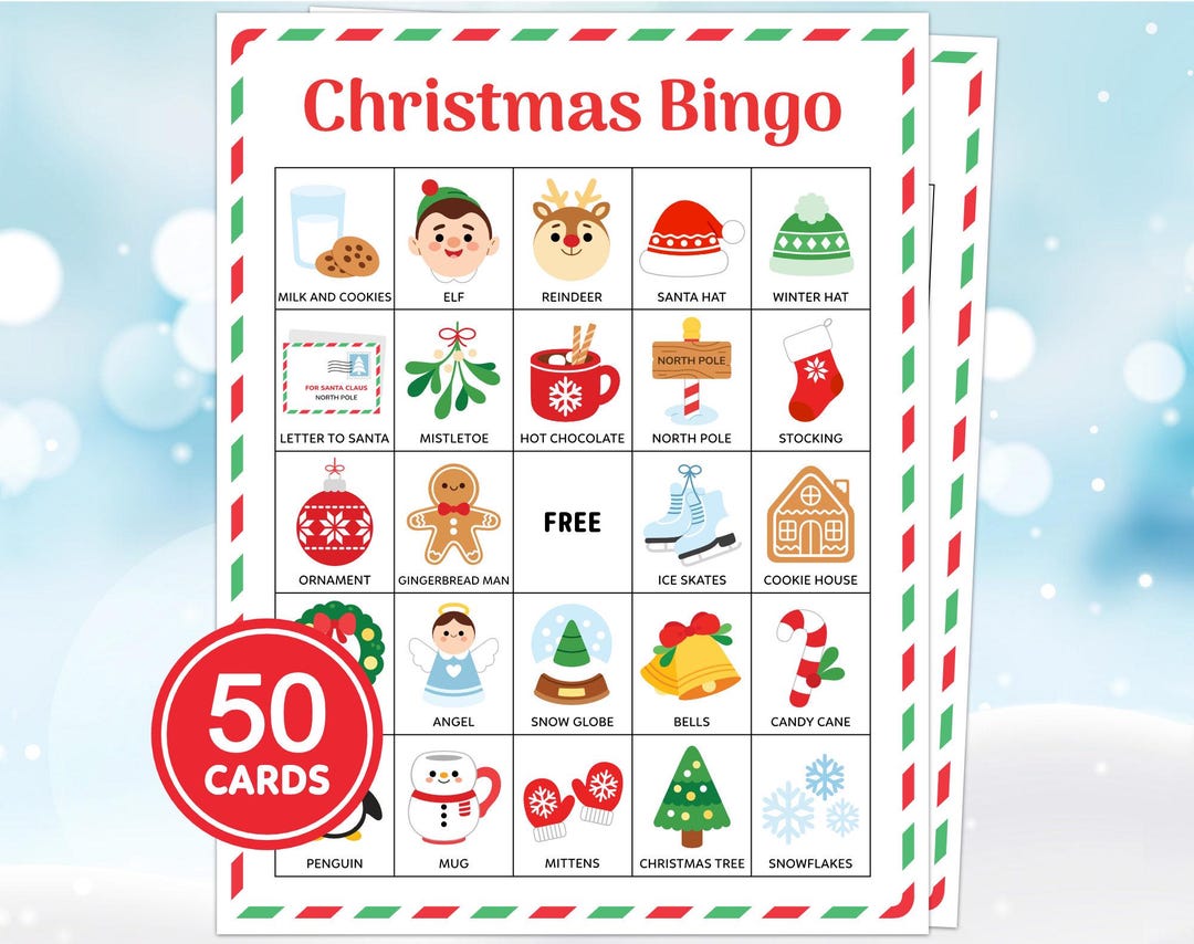 Christmas Bingo Cards, Kids Christmas Bingo Game, Christmas Table Game ...
