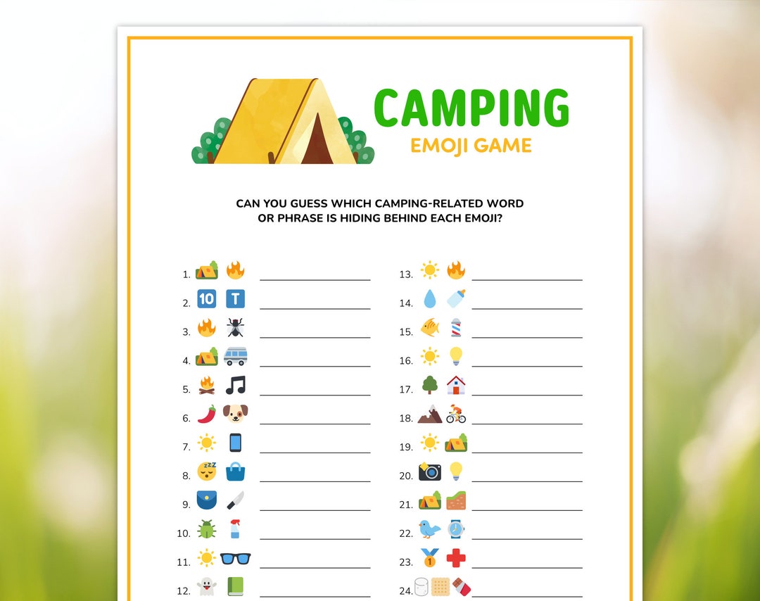 Camping Emoji Game, Camping Guess the Emoji Pictionary Quiz, Camping ...