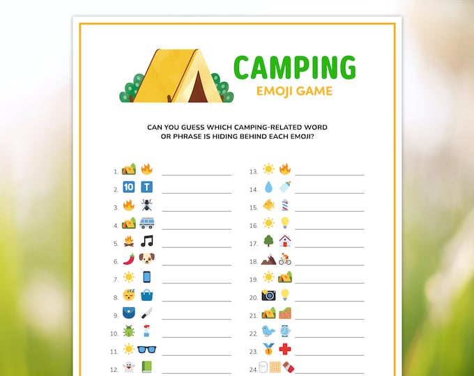 Camping Trivia Game, Camping Quiz Games, Camp Printables, Wildlife ...