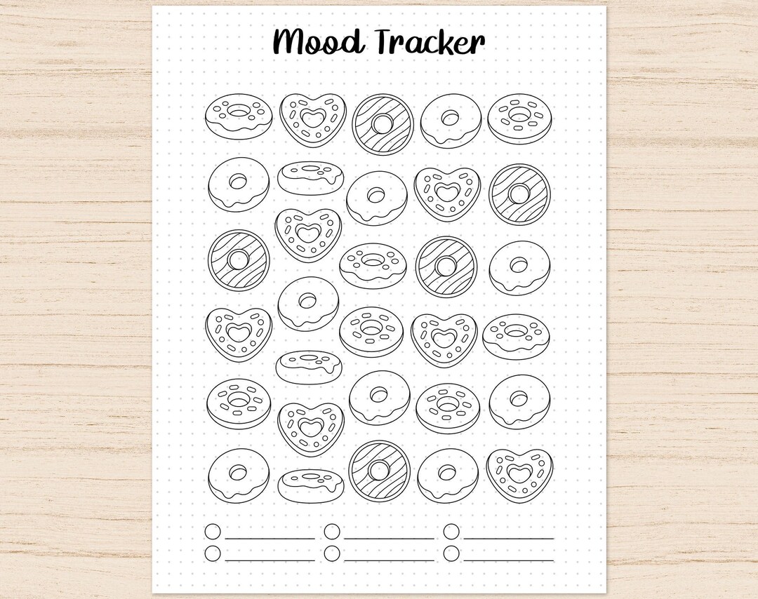 Printable Mood Tracker, Cute Daily Mood Journal, Coloring Mood Trackers ...