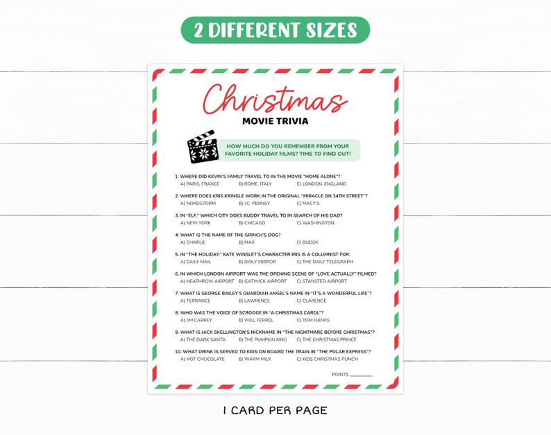 Christmas Movie Trivia Game, Christmas Movie Quiz, Printable Christmas ...