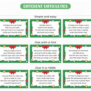 Indoor Christmas Scavenger Hunt Cards, Christmas Scavenger Hunt Clues ...