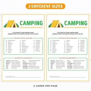 What's Your Camping Name Game With Tags, Create a Camping Name, Camping ...
