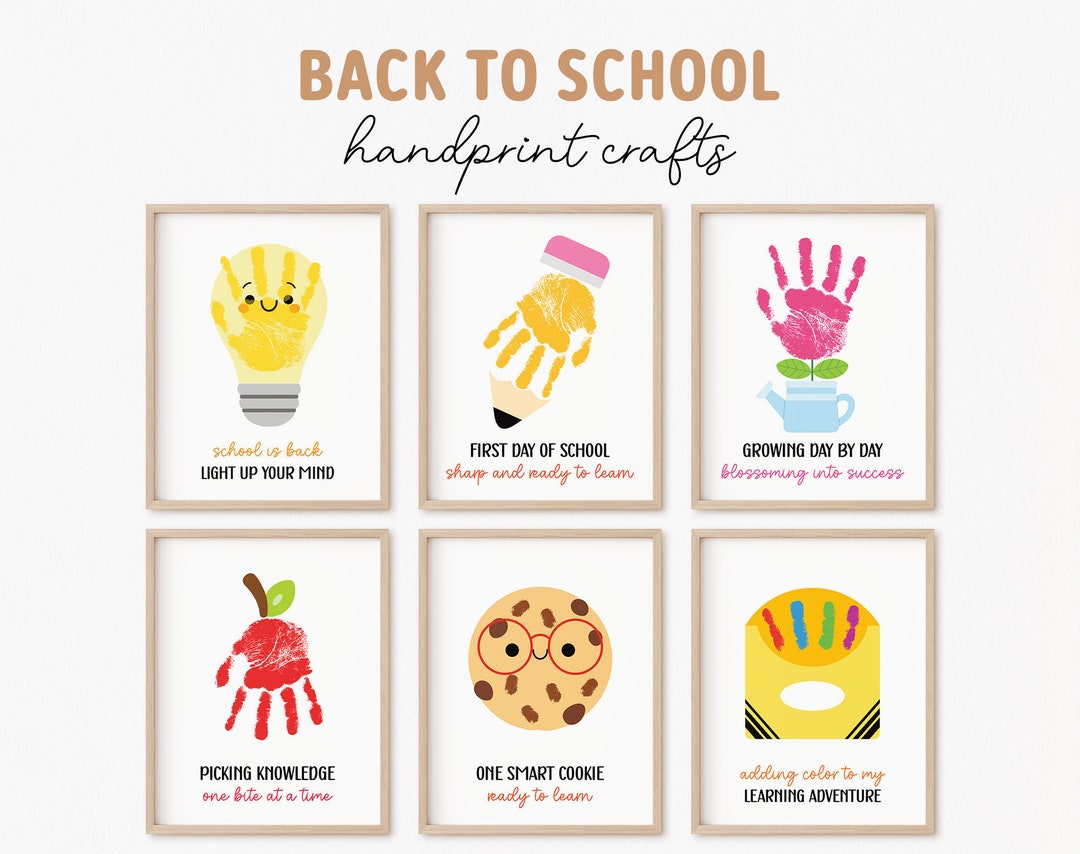 Back to School Handprint Art Bundle, First Day of School Handprint ...