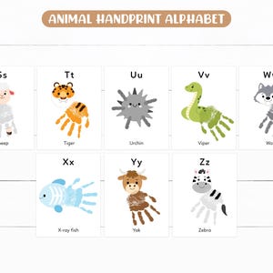 Animal Alphabet Handprint Art Craft, Handprint Alphabet Book Template ...