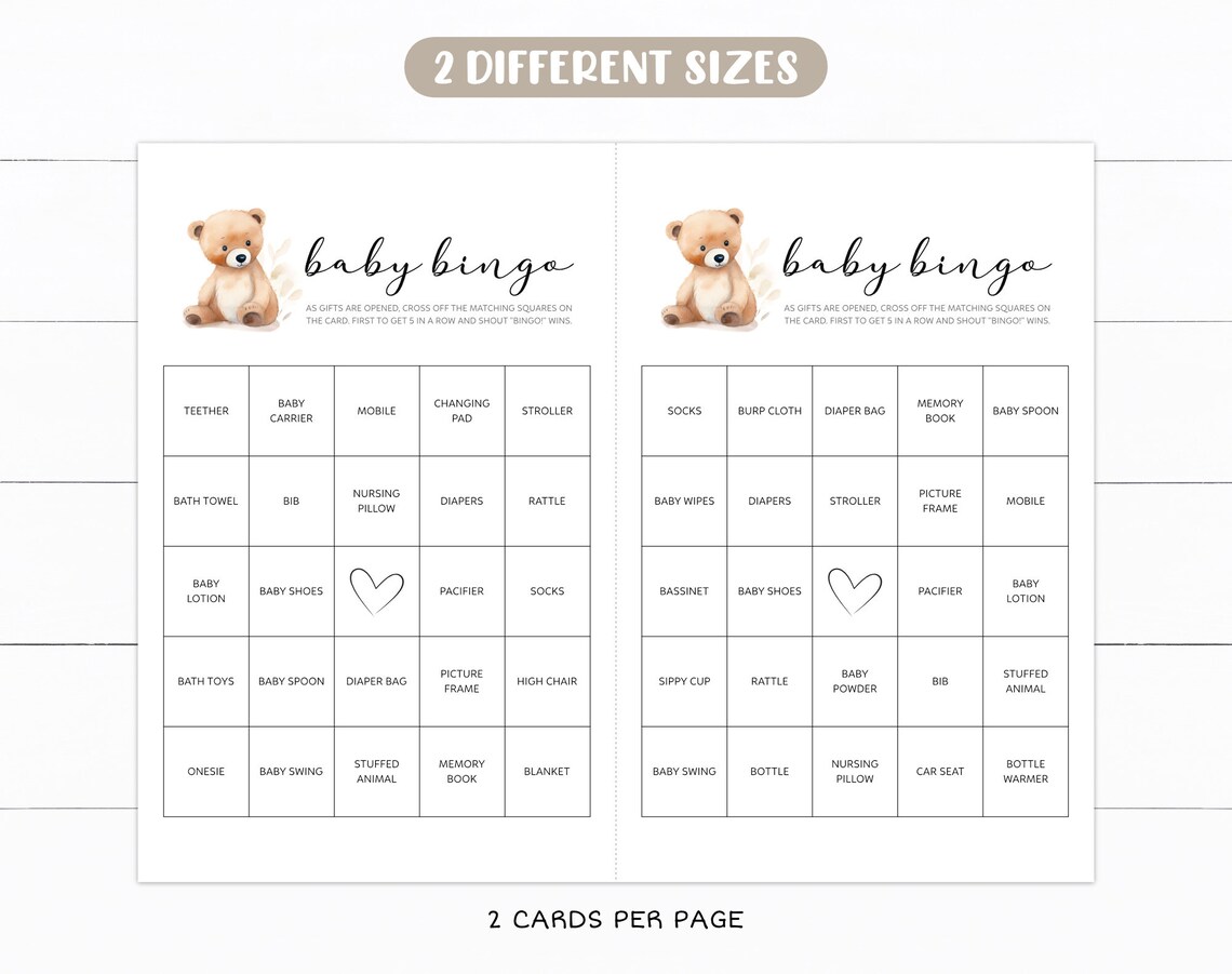 Gender Neutral Baby Bingo Game, Teddy Bear Baby Shower, Woodland Themed ...