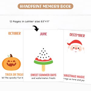 Handprint Memory Book, Printable Monthly Handprint Craft, 12 Months ...